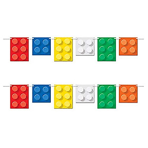 Beistle 2 Piece Building Blocks Pennant Banners, 9" x 6', Multicolor