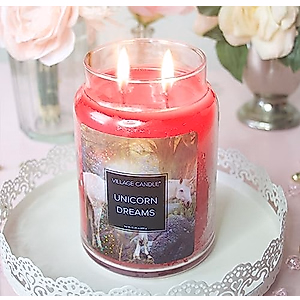 Village Candle Unicorn Dreams Large Glass Apothecary Jar Scented Candle, 21.25 oz, Pink