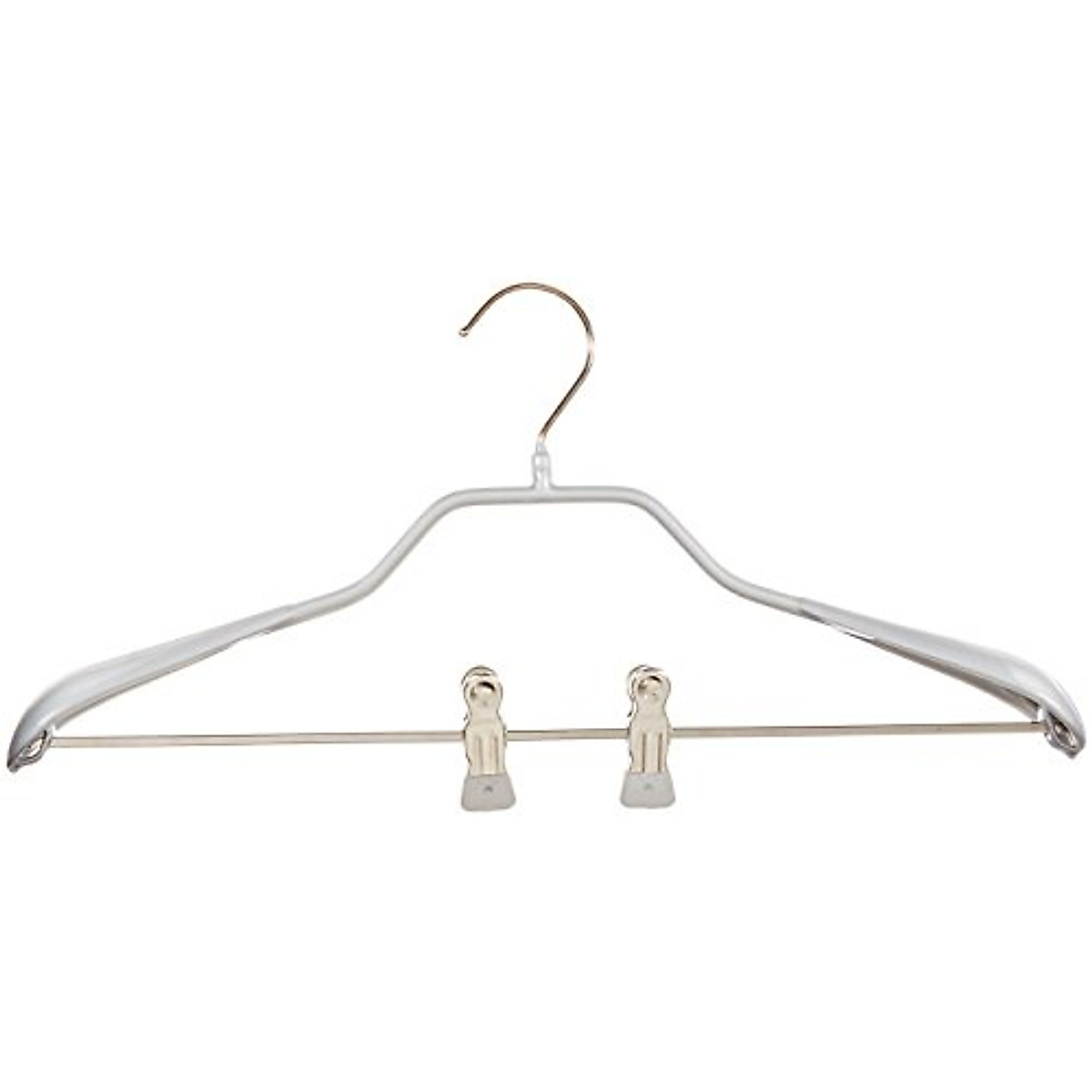 Garment Hanger with Non-Slip Grip Shoulders and Coated Pant Clips, Gray