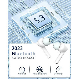Mysic Wireless Earbuds,Bluetooth 5.3 Earbuds Built in 4 ENC Stereo Microphone Bluetooth Headphones 42H Playtime with Charging Case IPX7 Waterproof Mini in-Ear Earphones for iOS Android(White)