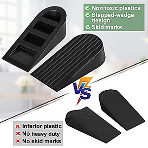 Big Door Stopper 2 Packs Heavy Duty Wedge Rubber Door Stop Works on All Floor Surfaces Height up to 1.9 Inches Non-Scratching Doorstops Special for Home Office School Heavy Door (Black)