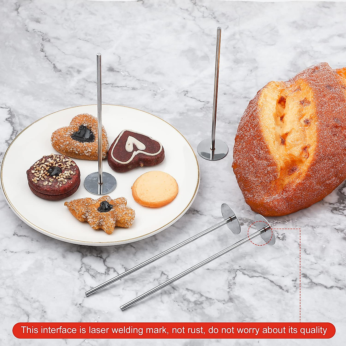 TOYMIS 4pcs Cake Heating Core Rods 5.5inch Length Stainless Steel Cake Heating Pins Set Baking Tools for Cake Decoration