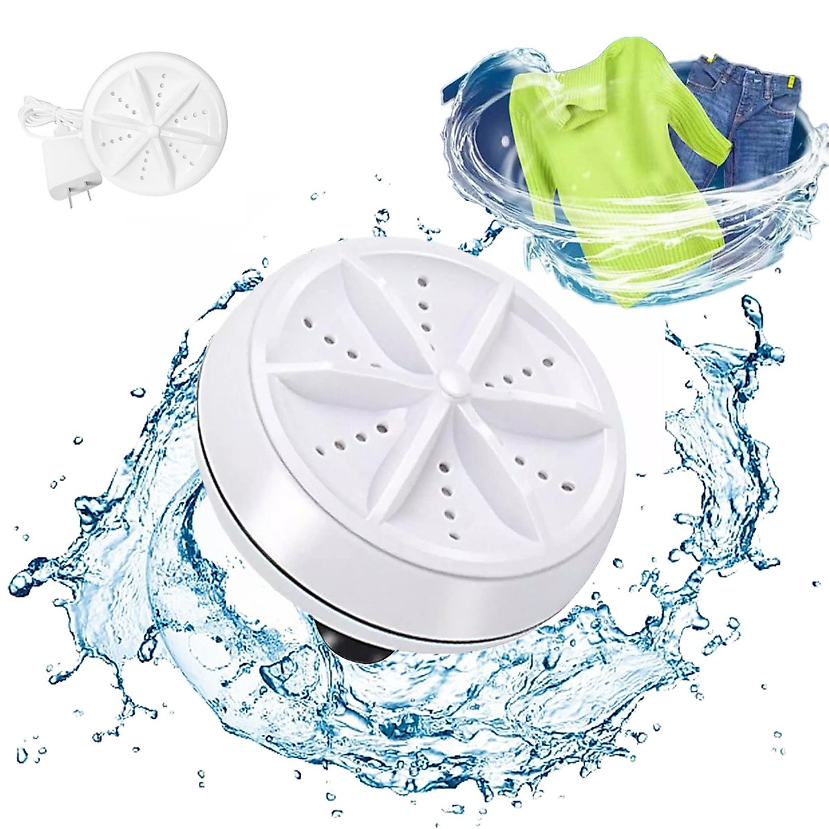 Mini Washing Machine Ultrasonic Turbine Washing Machine Portable Turbo Washer for Travel Business Trip or College Rooms