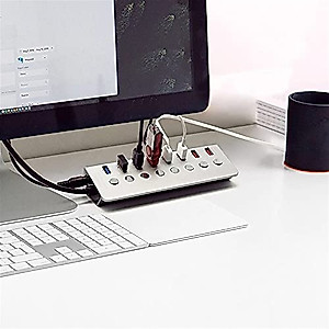 WJCCY Aluminum Alloy 8-Port USB3.0 Splitter 4 Port Laptop Extended USB HUB 4 Port Fast Charging Adapter External 12V 4A Power Supply