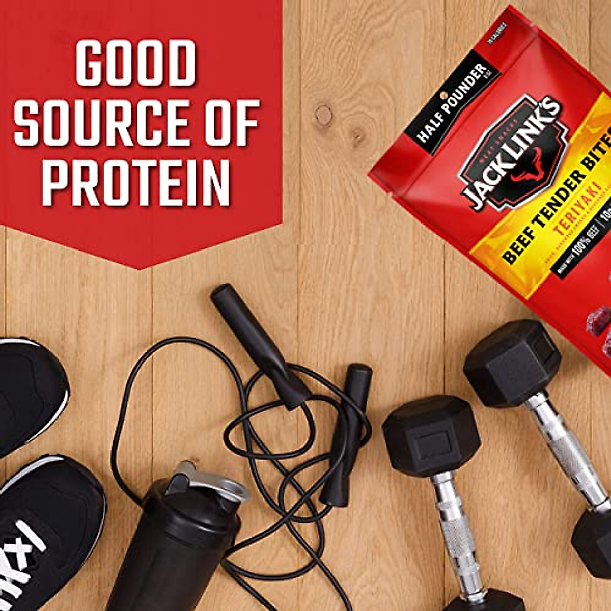 Jack Link's Beef Tender Bites, Teriyaki, ½ Pounder Bag - Flavorful Jerky Snack for Lunches, 10g of Protein and 70 Calories, Made with Premium Beef - No Added MSG or Nitrates/Nitrites (Packaging May Vary)