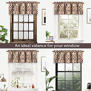 DriftAway Abigail Geometric Trellis Pattern Window Curtain Valance Rod Pocket 52 Inch by 18 Inch Red