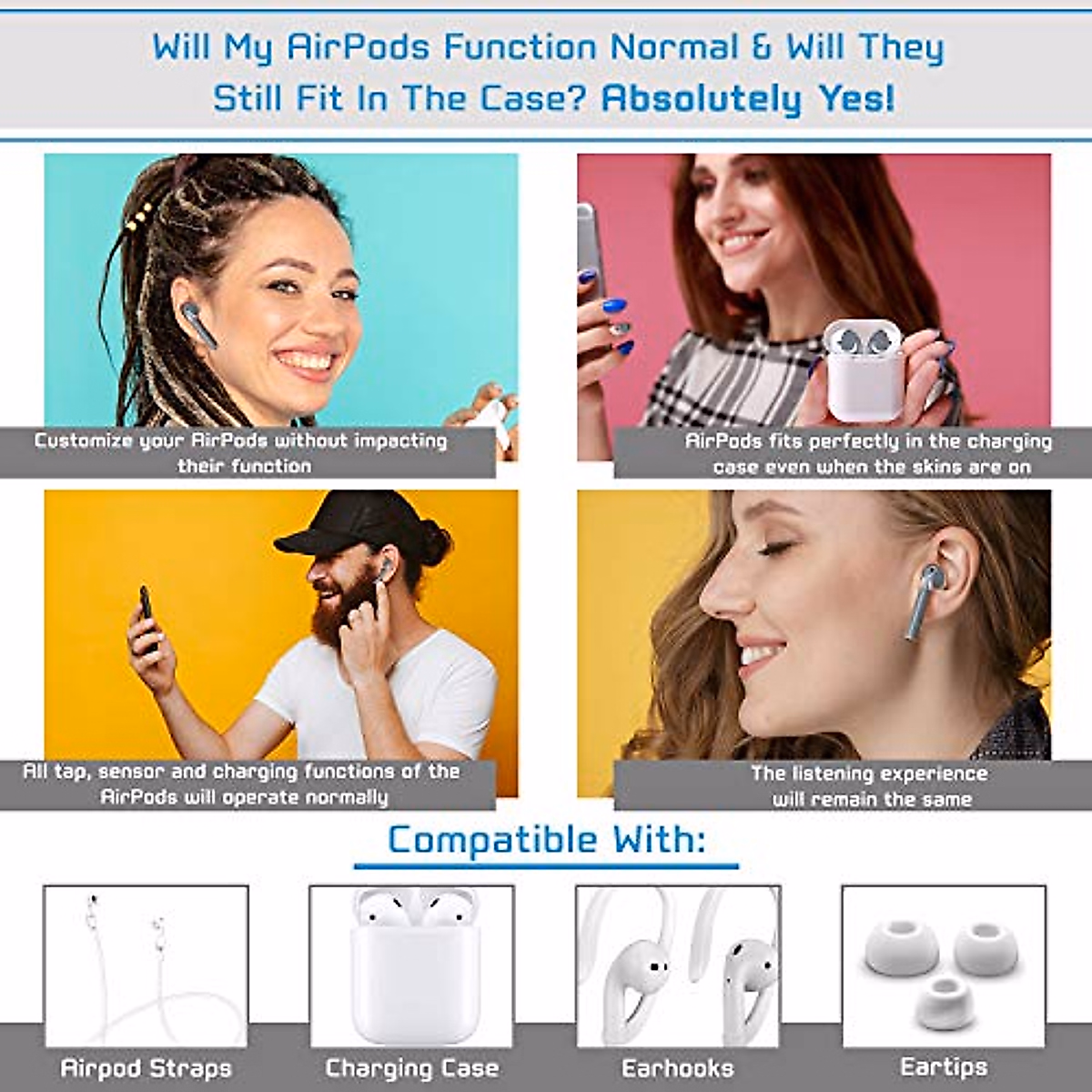 AirPod Skins Protective Wraps - Stylish Covers for Protection & Customization, Compatible with Apple AirPods (Titanium)