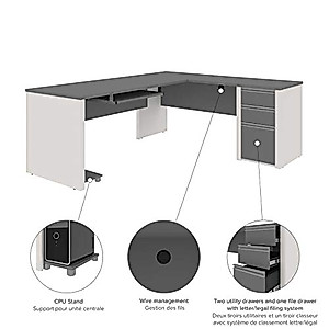 Bestar Universel 72W L-Shaped Desk in Slate & Sandstone