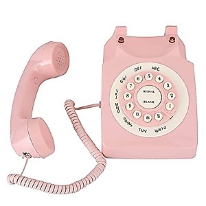 CHENJIEUS Vintage Phone,Rotary Retro Corded Landline Phone,landline Phones for Seniors,Used in Homes, Offices, Hotels, Etc., It is The Best Gift for Your Friends (Pink)