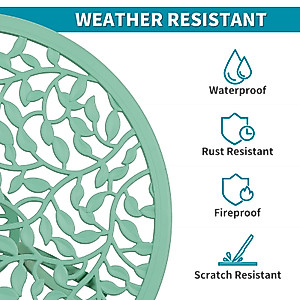 Verano Garden 3 Piece Outdoor Bistro Set, Rust-Resistant Cast Aluminum Patio Bistro Set Antique Finish, Weather Resistant Patio Table and Chairs, Outdoor/Indoor Use, Teal