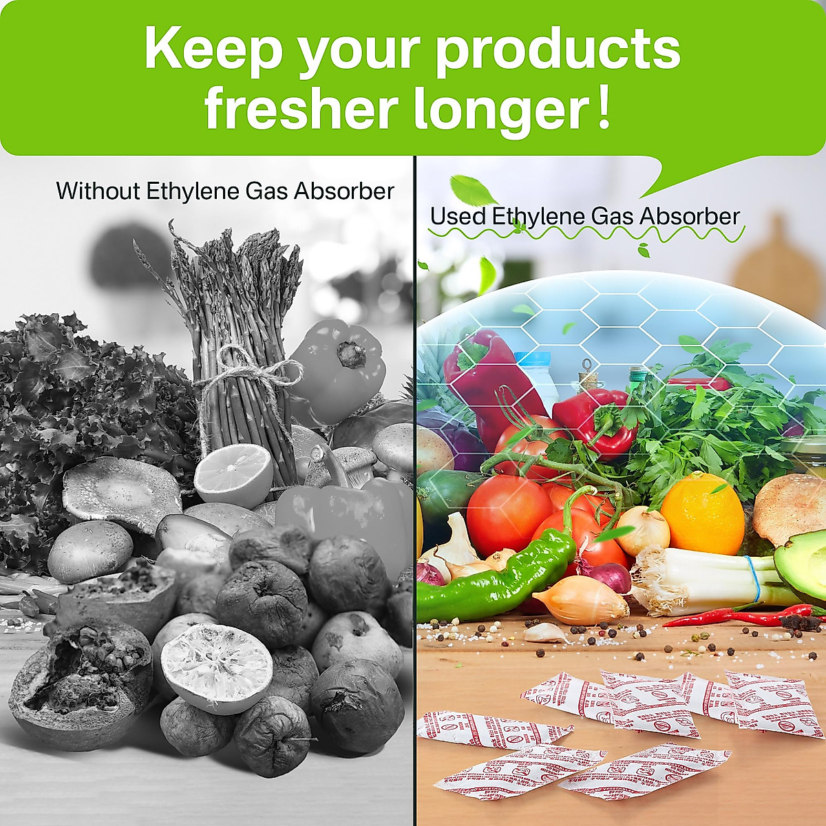 Dunkive 16 Pack Produce Saver Refill Kit Compatible with OXO Greensaver Produce Keeper and Crisper Inserts, Carbon Filter Refills Ethylene Gas Absorber for Fridge Keep Fruits Vegetable Fresh