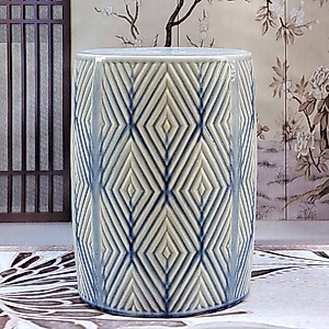 XARONF Modern Chinese Light Luxury Ceramic Drum Stools, Courtyard Garden Piers, Guzheng Stools, Living Room Replacement Shoes Embroidered Piers. (Color : Green)