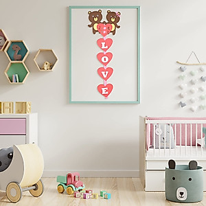 Valentine's Day Bears Craft Kit Romantic Picture Frame Love Sign Valentines Day Foam Stickers Self Adhesive Heart Bear Foam Stickers Valentine's Day DIY Craft Supplies for Kids Classroom Art Project