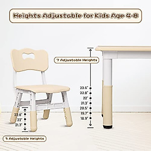 Syunoo Kids Table and Chairs Set, 49''x25'' Toddler Table and 4 Chairs Set, Height-Adjustable Toddler Desk for Boys&Girls Ages 2-8, Graffiti Child's Desk for Study Room, Classroom