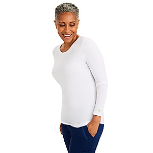 Healing Hands Women's Underscrub Soft Knit Melissa Longsleeve Scrub Tee with Breathable & Easy Care Fabric 5047, M, White