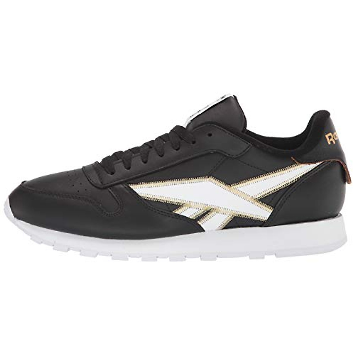 Reebok unisex-adult Classic Leather,Black/White/Gold Met.,11.5 M US