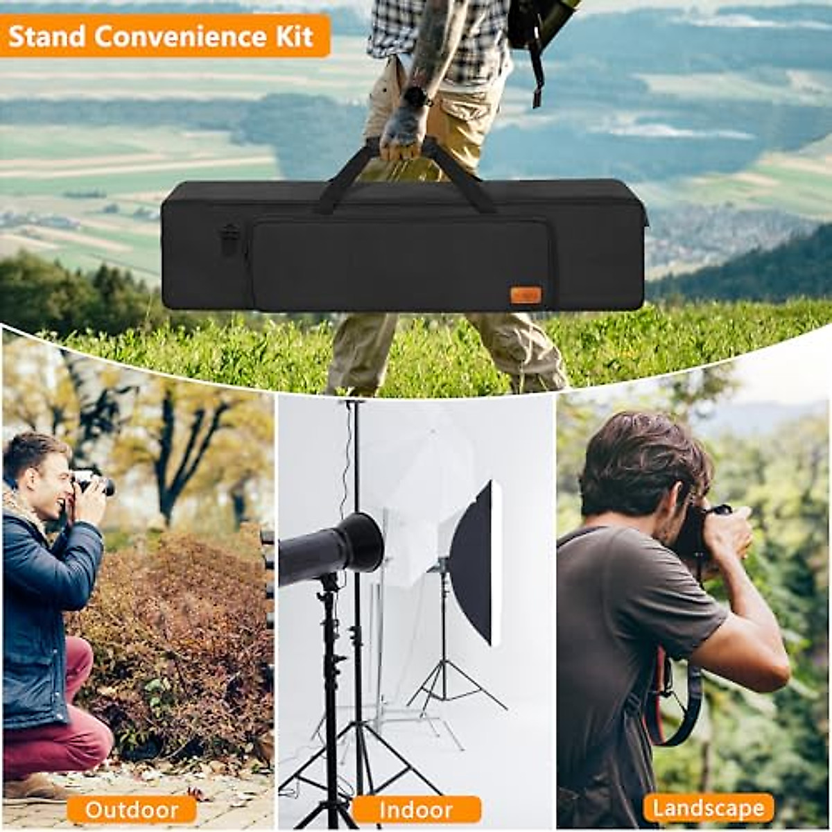 TORIBIO Tripod Carrying Case with Padded Water-resistant 40"x8.2"x8.2"/102x21x21cm Heavy-Duty Multi-Function Tripod Case Bag with Strap,Suit for Lights, Speakers, Cameras, Booms, Microphone Stands