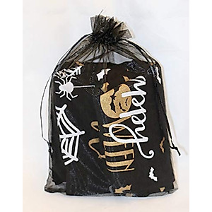 Primitives by Kathy Halloween Themed Kitchen Dish Towel Bundle Set of 2 in a Black Organza Bag - Happy Halloween - Creep It Real