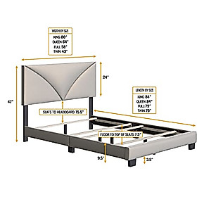 Boyd Sleep Cornerstone Platform Bed Frame with Fabric Upholstered Headboard and Wooden Slats Supports, Box Spring Required: Faux Leather, Silver, Full
