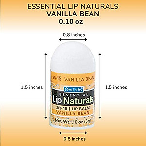 Lip Naturals® | Assorted Mini Lip Balm with Sunscreen (SPF-15) | Made in USA | 12-Count Pack with Bing Cherry, Tea Tree Mint, and Vanilla Bean Flavors (0.10oz/3g Each)