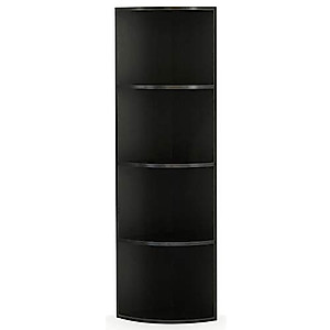 Basicwise Wall Corner 4 Tier Shelves Bookcase, Black (QI003553.BK)