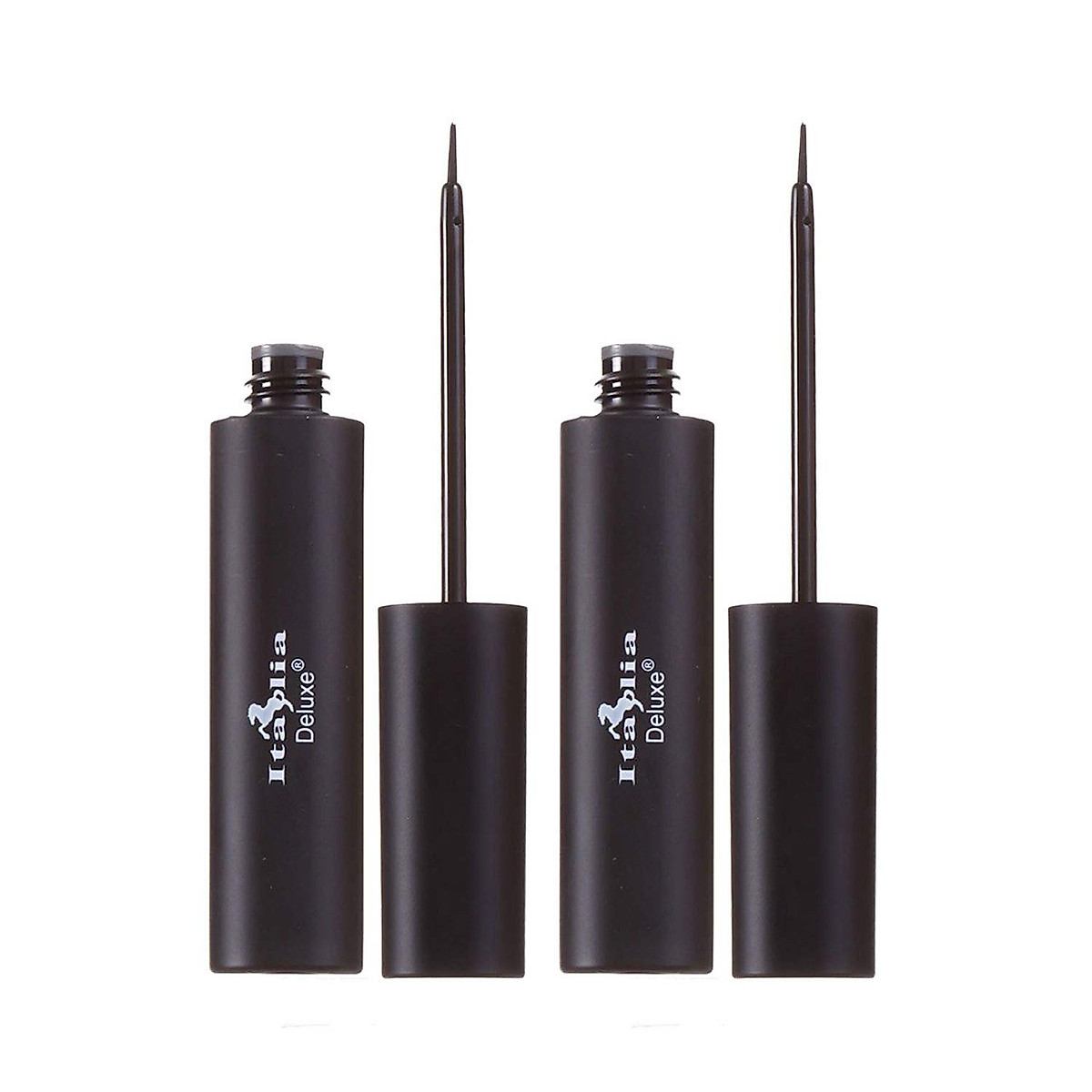 Italia-Deluxe Makeup 2pcs of Classic Liquid Eyeliner 201 Matte Black Eye Liner Vitamin E + ZipBag
