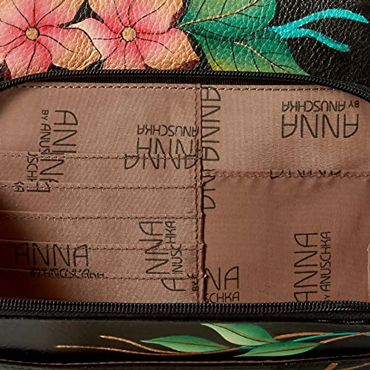 Anna by Anuschka Slim Shoulder Organizer, Birds in Paradise-Black