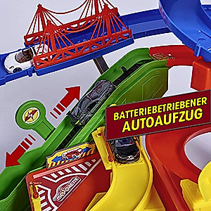 DICKIE TOYS: Majorette Super City Garage Playset with 6 Die-Cast Cars, Parking Building Play World on Seven Floors, 6 Light and Sound Effect Systems, For Ages 3 and up , 128 x 78 x 73 cm