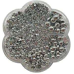 Chenkou Craft 3000PCS 1 Box Silver Round Flatback Imitation Half Pearls Bead Loose Beads Gem (Silver Half Ball)