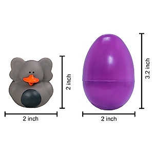 JOYIN 18 Pcs Easter Egg Filled with Animal Rubber Ducks, Easter Theme Party Favor for Kids, Easter Eggs Hunt, Summer Beach, Pool Activity, Basket Stuffers Filler, and Classroom Prize Supplies