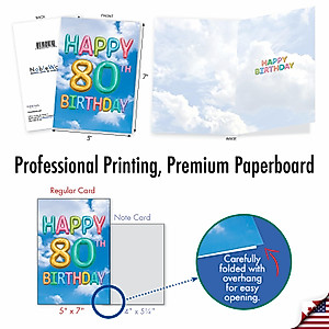 The Best Card Company - 80th Happy Birthday Notecard with Envelope - Fun 80 Year Milestone, Congrats Bday Card - Inflated Messages 80 (Not Actual Balloons) C5651FMBG