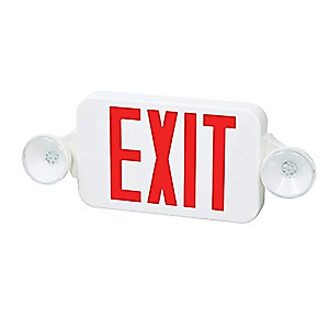 Fulham FHEC30WR Firehorse Emergency Exit Light/Sign Combo- Micro Led, White with Red Lettering