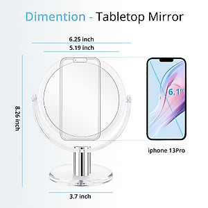 Fabuday Magnifying Makeup Mirror Double Sided, 1X 10X Magnification Mirror, Table Top Vanity Mirror, Transparent