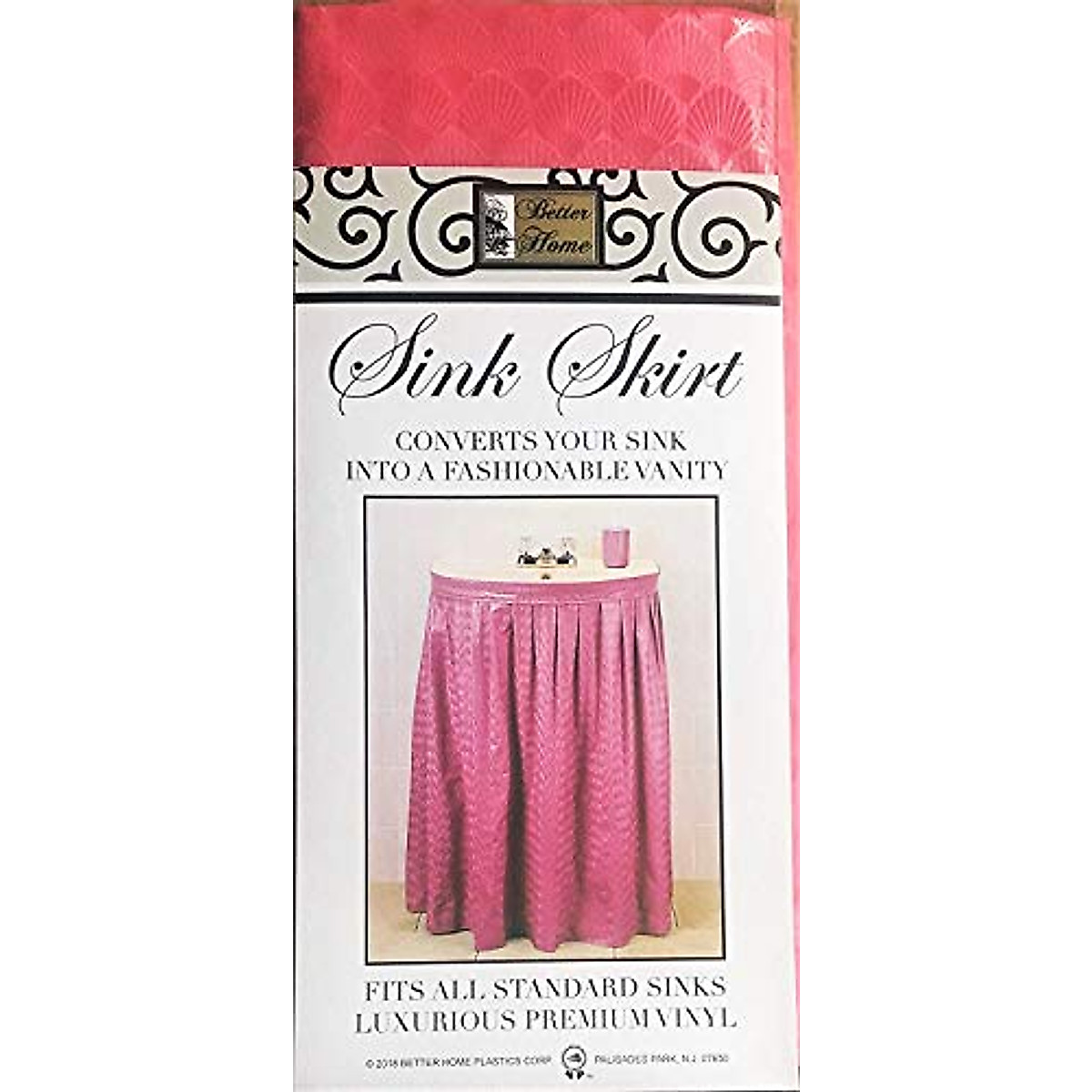 Better Home Premium Vinyl Sink Skirt Bath Vanity Cover Luxurious Designed, Water Repellent (Red)