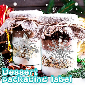 Yexiya 520 Pcs Christmas Envelope Seal Sticker Glitter Snowflake Sticker Label Christmas Sticker Xmas Snowflake Dot Envelope Sticker Seal for Christmas Card Envelope Box Decoration (Silver, 10 Sheets)