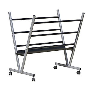 Art Expo Metal Art Professional Print Rack, Holds Posters, Prints, Canvas Art for Shows & Storage, Mobile with Rolling Casters Size 22"Hx34"Wx6"D