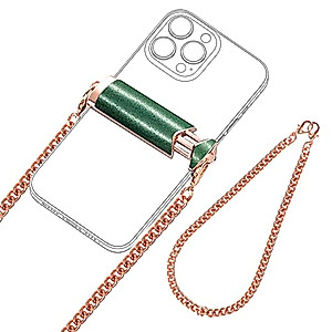 Universal Cell Phone Lanyard Holder, 120cm Crossbody Necklace Lanyard & 30cm Rose Gold Phone Lanyard+ Emerald Green Phone Holder Wrist Strap Compatible with iPhone 14 13 12 and Most Smartphones