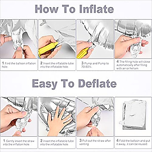 9 Pcs Giant Silver 4D Disco Ball Balloons, 22 Inch Silver Explosion Star Foil Mylar Balloons And 4D Round Metallic Silver Disco Balloons For 70s 80s 90s Disco Theme Party Decorations