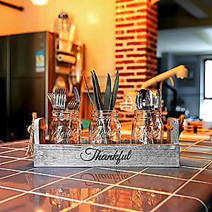 GBtroo Mason Jar Dining Table Centerpieces - Coffee Table Decor with 3 Mason Jars and Flowers - Farmhouse Home Decor Rustic Living Room and Kitchen Decoration Center Piece Farmhouse Centerpieces For Dining Room Table