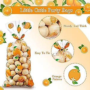 Pajean 100 Pieces Little Cutie Baby Shower Cellophane Treat Bags Oranges Citrus Theme Cuties Baby Shower Party Candy Bags 100 Pieces Twist Ties Tangerine Summer Baby Shower Birthday Party Gold