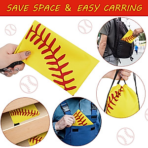 12 Pieces Small Softball Soccer Basketball Volleyball Candy Drawstring Bag Softball Soccer Basketball Volleyball Drawstring Goodie Favor Bags(Softball Style,10 x 12 Inch)