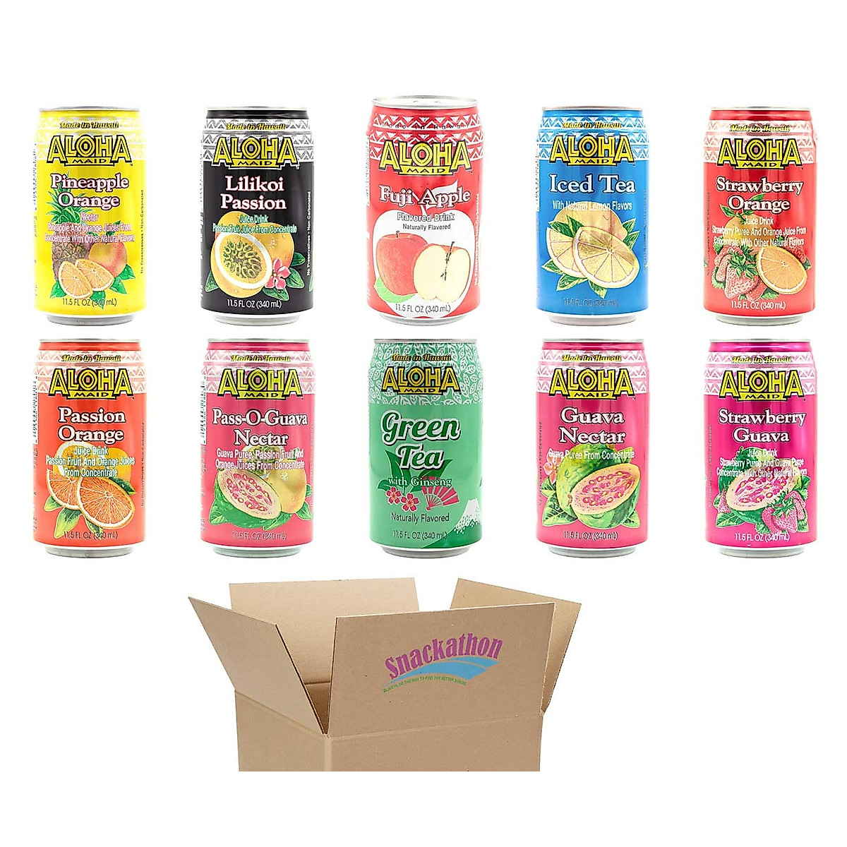 Aloha Maid Drinks, Variety, All Flavors, 1 Can per Flavor, Total 10 Cans