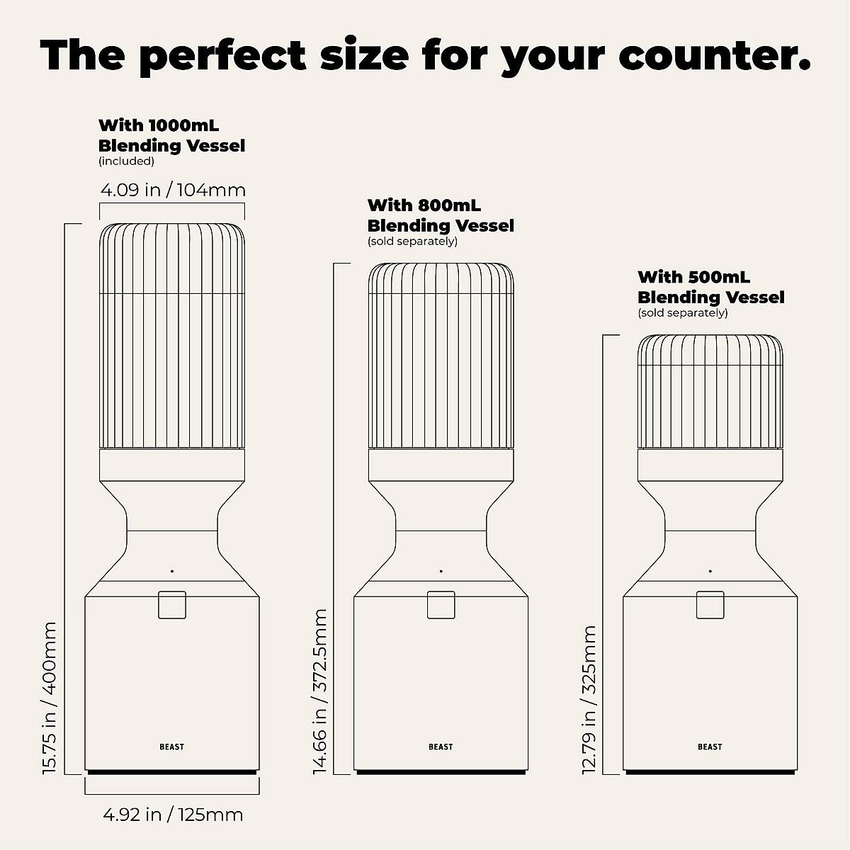 BEAST 1000mL Blending Vessel + Storage Lid | Blend Smoothies and Shakes (Cloud White)