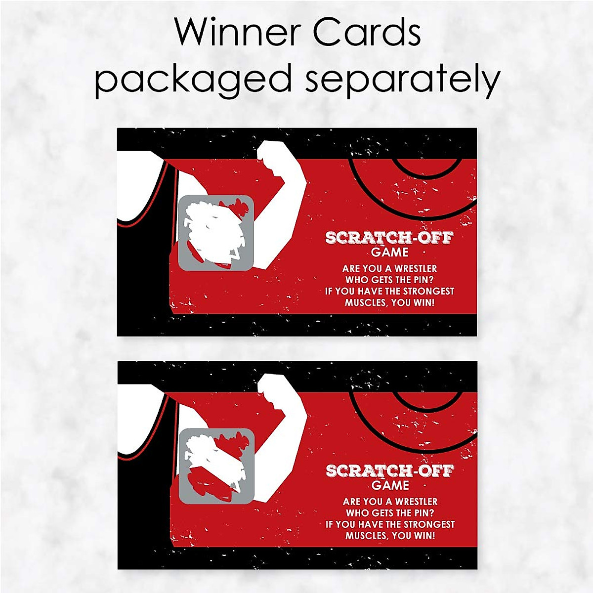 Big Dot of Happiness Own The Mat - Wrestling - Birthday Party or Wrestler Party Game Scratch Off Cards - 22 Count