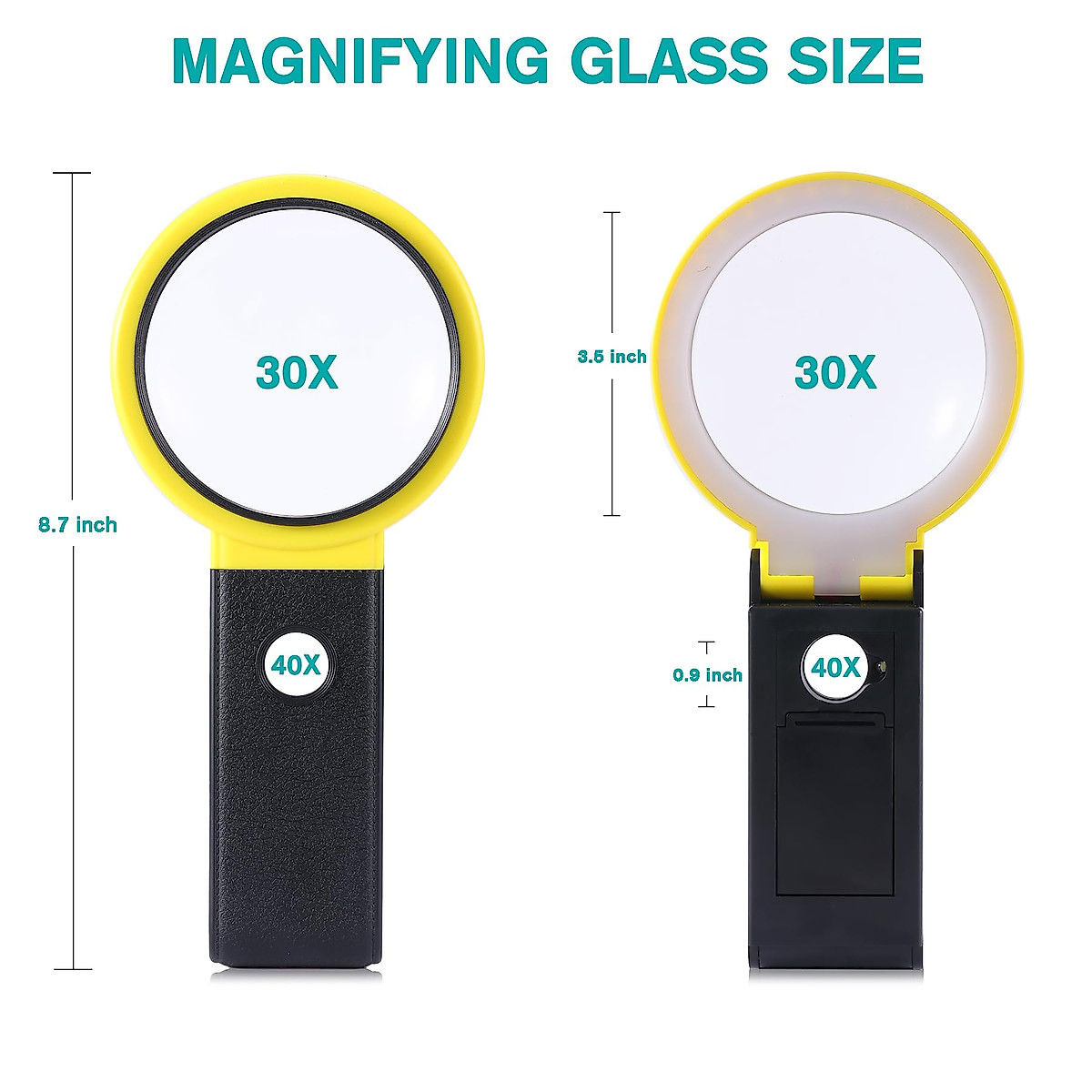 Lnchett Magnifying Glass, 75mm Non-Scratch Quality Glass Lens, Thickened Rubbery Frame, 4.5oz Lightweight, Perfect for Seniors & Kids