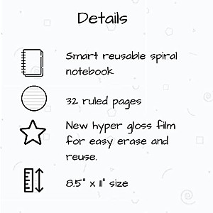 Wipebook REUSABLE NOTEBOOK - Dry Erase Notebook Available in Blank, Ruled or Graph | Dry Erase Notepad Paper for Meeting, Business, Office, Home | Mini Dry Erase Board | Ruled