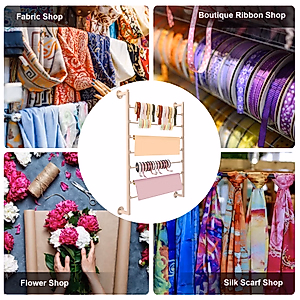 YAGEANNL Ribbon Storage Organizer,Wall Mounted Ribbon Organizer,Wrapping Paper Rack,7-Layer Metal Ribbon Storage for Craft Room,Flower Shop,Gift Wrapping Paper,Milky White