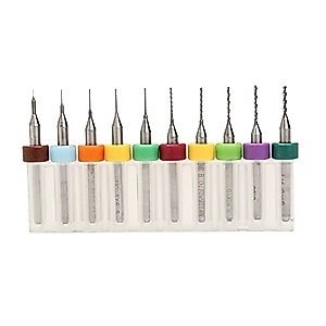 SUTK 10Pcs 1.0mm Mini Solid Carbide CNC Drill Bits for 3D Printer