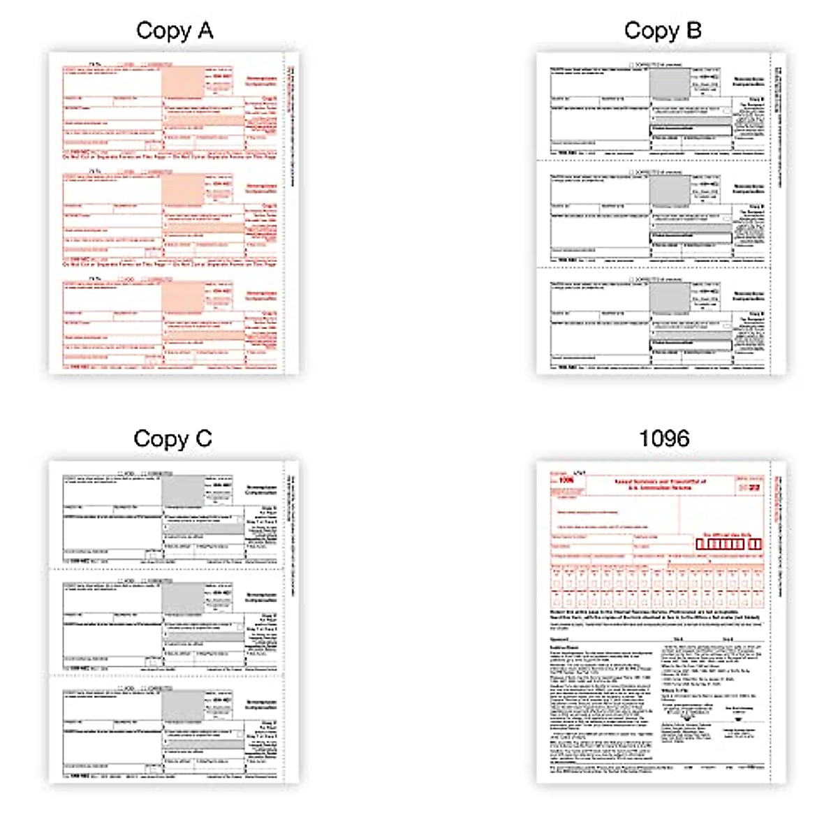 Office Depot® Brand 1099-NEC Laser Tax Forms, 4-Part, 3-Up, 8-1/2" x 11", Pack of 50 Form Sets