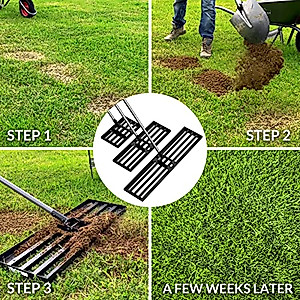 Walensee Lawn Leveling Rake, 7FT 30"x10" Levelawn Tool, Heavy Duty Effort Saving Lawn Level Tool, Steel Handle Lawn Leveler for Yard Garden Golf Course, Ease Level Soil Sand Dirt Surfaces